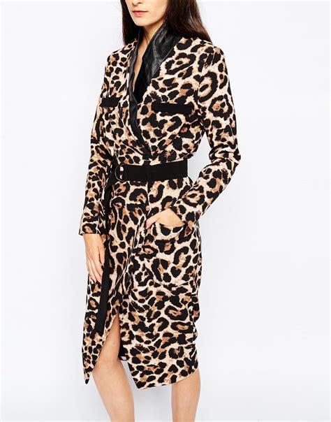 Paisie Leopard Print Wrap Dress With Belt Lyst
