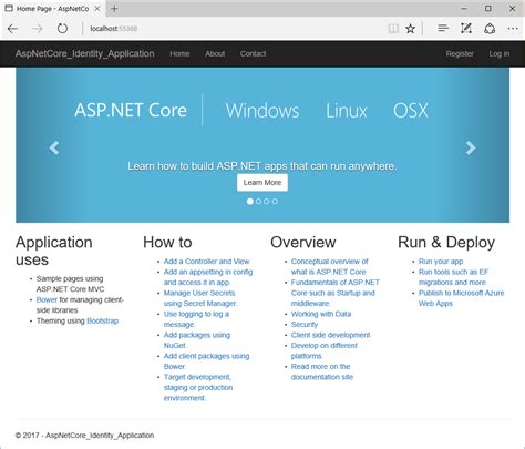 using entity framework core implementation of asp core