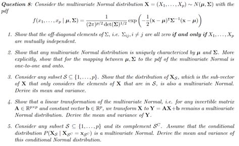 Question 8 Consider The Multivariate Normal