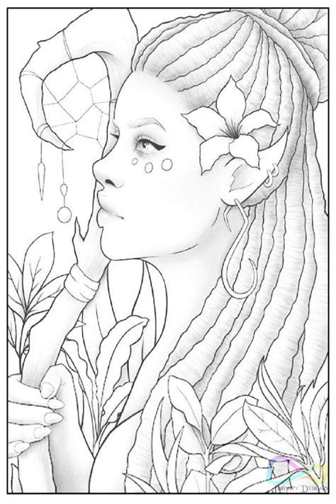 Printable Coloring Page Fantasy Floral Girl Portrait Etsy Artofit
