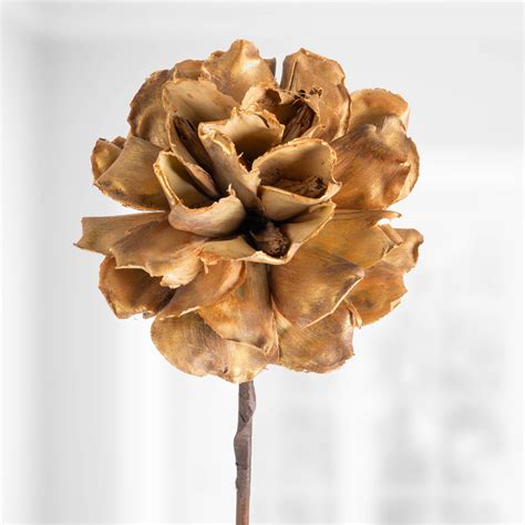 Flor Rosa Natural Dorado Belinda Flowers Elaborada En Fibra Natural