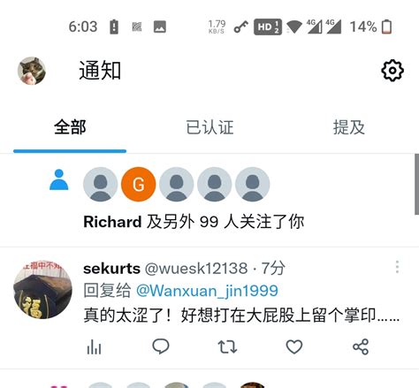 jin on twitter 不知道为啥这几天更新后看不到推文回复提示了，