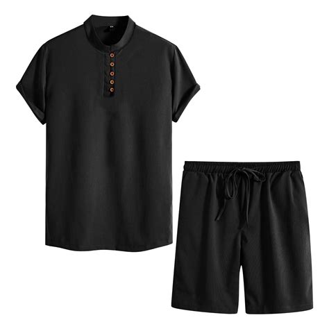 Cathalem Men Beach Outfits Sets Big And Tall Shirts Shorts Workout Set