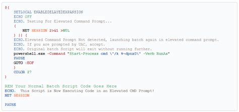 how to have batch cmd script initially run without elevation