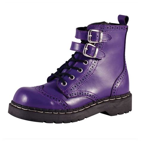 T U K Anarchic 7 Eye Boot Purple Boots Womens Combat Boots Purple