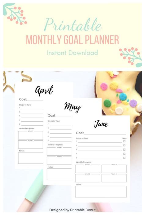 Monthly Goal Planner Printable 12 Months 2021 Monthly Etsy Goals