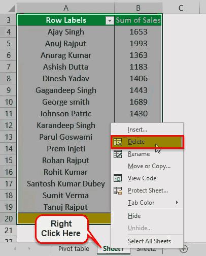 how to delete a pivot table step by step guide to remove pivot table
