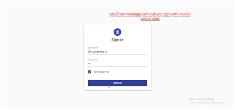 login no error message displayed when try to login with invalid hot