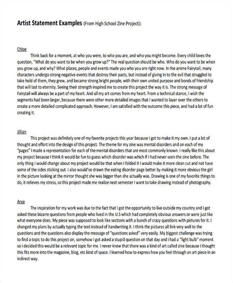 Artist Statement 15 Examples Format Pdf Examples