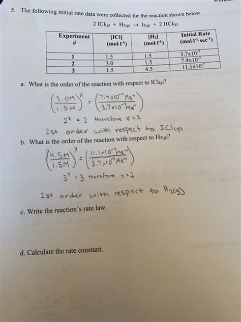 Solved 5 The Following Initial Rate Data Were Collected For