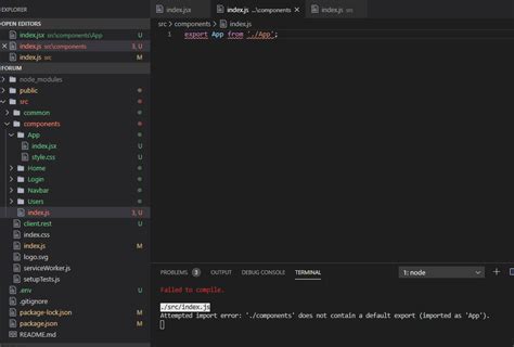 javascript attempted import error components does not contain a