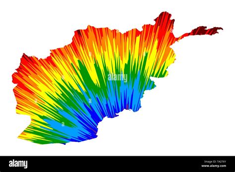 Afghanistan Map Is Designed Rainbow Abstract Colorful Pattern