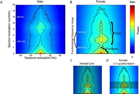 Spectral Modulations Differ In Male And Female Speech A B The Mps Of