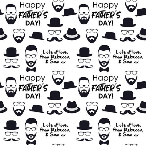 Beard Themed Fathers Day Personalised Wrapping Paper