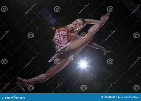 Circus Actress Performs The Number In A Beautiful Smoke Stock Image