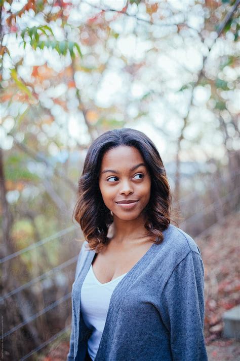 «beautiful Woman Portrait In The Nature Del Colaborador De Stocksy