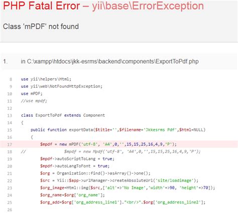yii2 class mpdf not found stack overflow