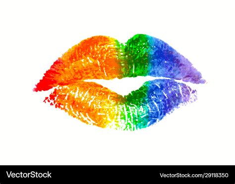 Beautiful Lips Kiss Trace With Lgbt Symbol Pride Vector Image