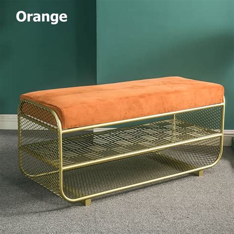 1000mm Modern Entryway Bench Velvet Upholstered Bench With Shoe Rack Homary
