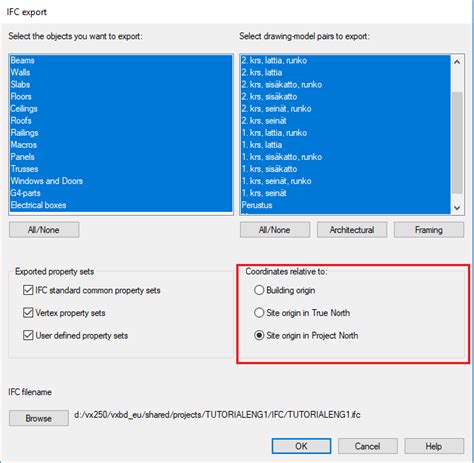 coordinates in ifc export vertex bd 2020 documentation