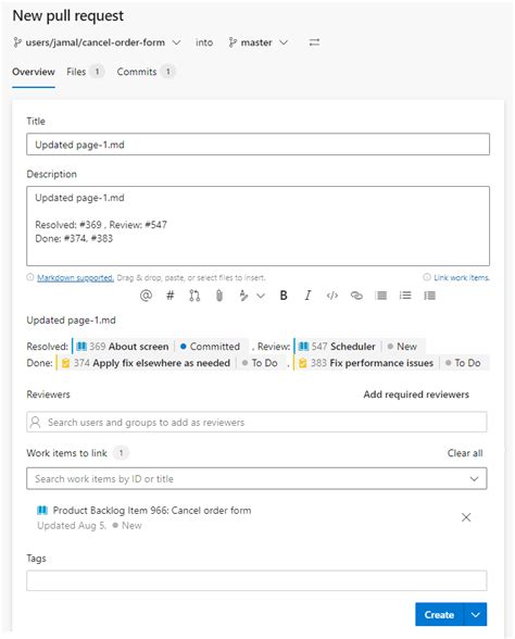 azure boardsの pull request を使用して作業項目の完了を自動化する azure boards