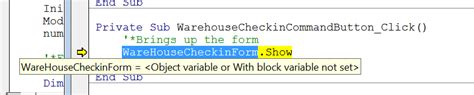 vba userform initialize not working error 424 or error 91 stack