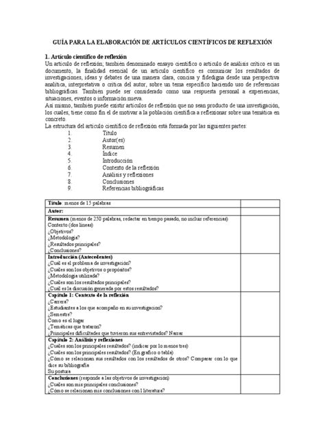 Guía Para La Elaboración De Artículos Científicos De Reflexión Pdf
