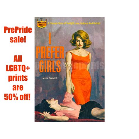 Lesbian Print I Prefer Girls Vintage Pulp Paperback Cover Etsy