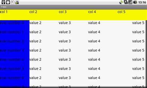 android layout how to implement a fixed freezed header