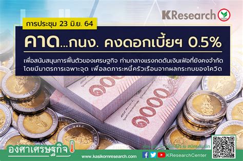 คาด กนง คงดอกเบี้ยฯ 0 5 ศูนย์วิจัยกสิกรไทย