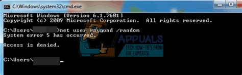 how to fix system error 5 has occurred on command prompt