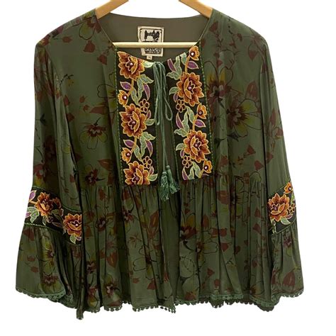 Jaase Womens Size Xl 3 4 Sleeve Green Multicoloured S