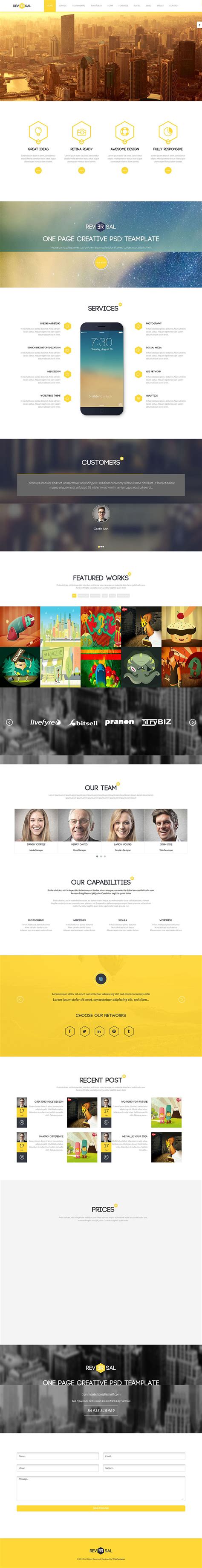 reversal responsive parallax single page joomla template