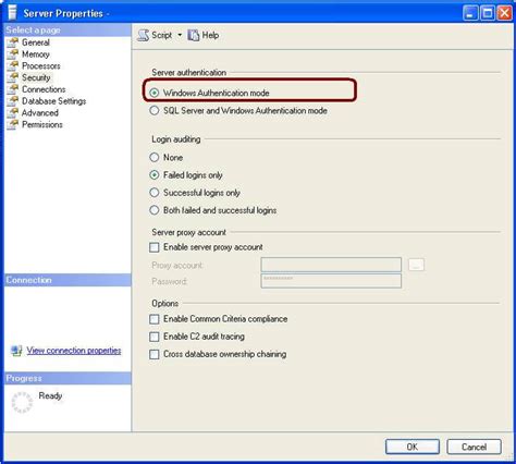 how to check sql server authentication mode using t sql