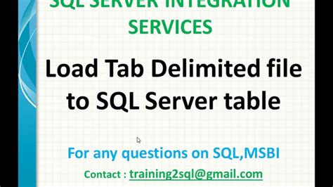 load tab delimited file to sql server table in ssis youtube