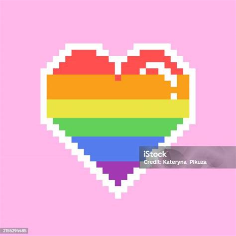 Lgbt Pride Month Heart Rainbow Colors Lgbtq Flag Pixel Art Vector