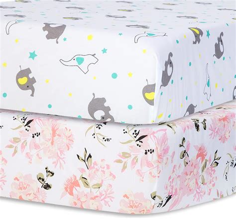 Besrey Lot De 2 Draps Housses Pour Bébé 70 X 140 Cm En 100 Coton
