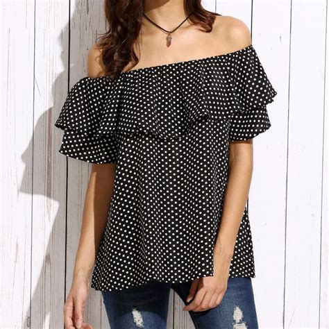 Buy Fashion Women Polka Dot Blouses Elegant Ladies