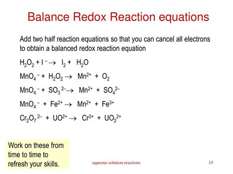 Balancing Redox Reactions Worksheet Work