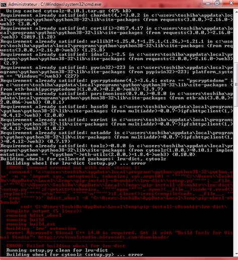 web3 py failed building wheel error when installing web3 using pip