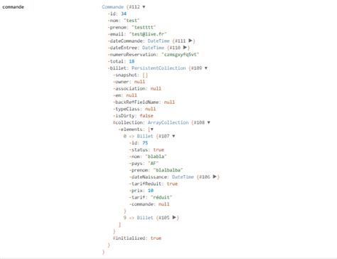 php recover data session with relationship in symfony with twig