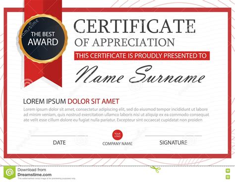 Red Elegance Horizontal Certificate With Vector Illustration White