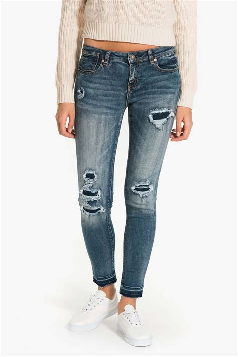 Ripped Faded Skinny Jeans Clothes Fashion Women Jeans