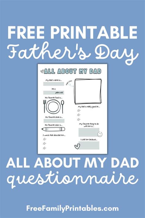 Free Printable Fathers Day Questionnaire Making Frugal Fun