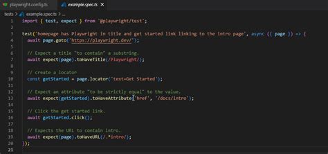 playwright test cant execute the example test given in the install