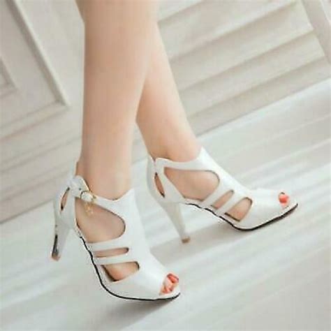 Womens Stilettos Peep Toe Hollow High Heel Buckle Strap Sandals Shoes