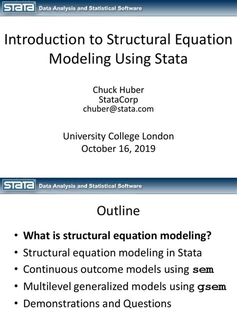 Introduction To Structural Equation Modeling Using Stata University