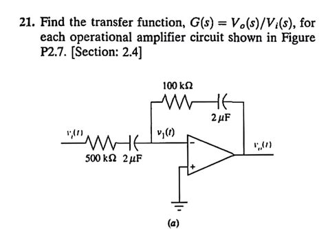solved 21 find the transfer function g s vo s vi s
