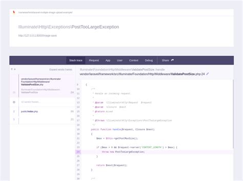 how to handle posttoolargeexception in laravel
