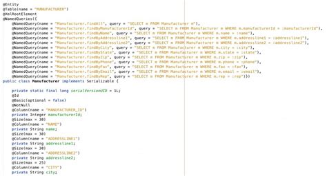 netbeans java ee tip 1 entity classes from database java code